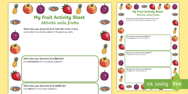 Fruits Description Worksheet / Worksheet English/Italian - Fruits ...