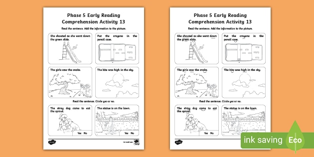 Phase 5 EYFS Reading Comprehension Activity