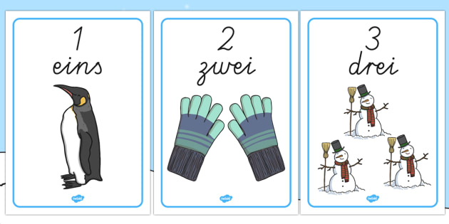 1-10 in German - Numbers One to Ten Display Posters - German