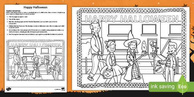 Halloween Collaborative Colouring Scavenger Hunt Activity