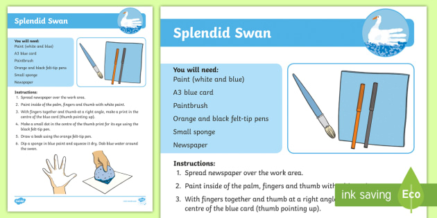 Swan Handprint Art Activity (teacher made)