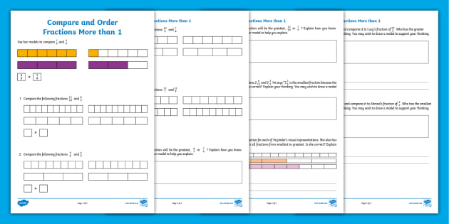 Comparing And Ordering Fractions