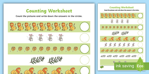 The Lion And The Mouse Counting Sheet (teacher made)