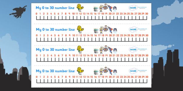 Superhero Number Line (0-30) (teacher made)
