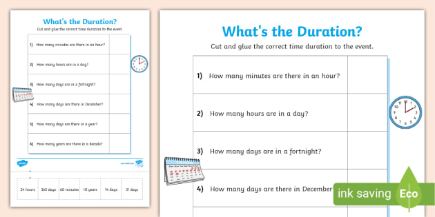 👉 What's the Duration? Worksheet 2 (teacher made)