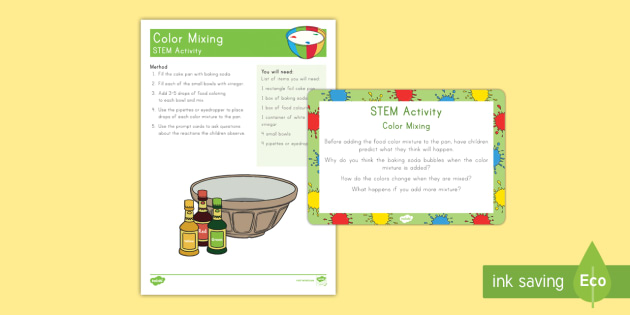 Color Mixing STEAM Activity and Prompt Card Pack