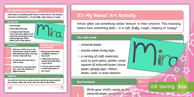 It's My Name Art Activity (Hecho por educadores)