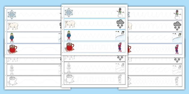 Winter Fine Motor Skills Tracing Cards: Lines (teacher made)