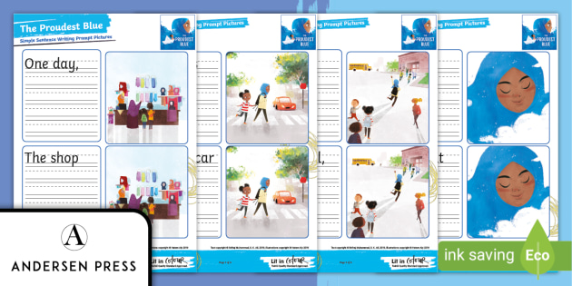 FREE! - The Proudest Blue: Simple Sentence Writing Prompt Pictures