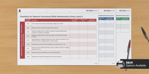 👉 Functional Skills Maths Entry Level 3 Checklist | Beyond