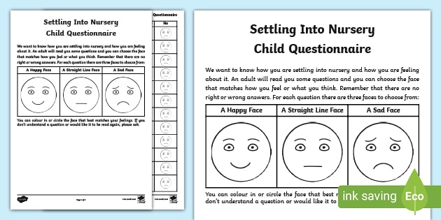 Settling Into Nursery Child Questionnaire (teacher made)