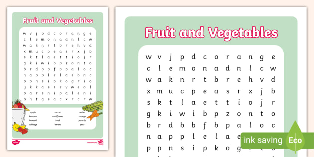 Fruit and Vegetables Word Search (teacher made)