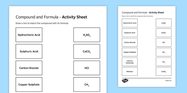 Compound and Formula Match and Draw