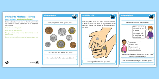 Year 1 Diving into Mastery: Recognising Coins Activity Cards