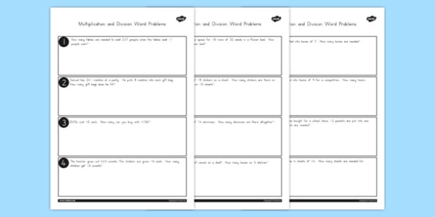 Differentiated Multiplication and Division Word Problems - canada