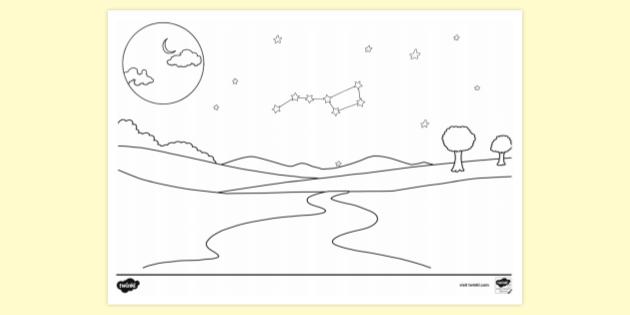 FREE! - Night Colouring Sheet - Primary Resources