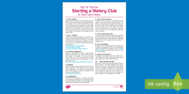 FREE! - Starting a History Club Top Tips (teacher made)
