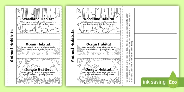 KS1 Animals and Their Habitats Flap Book Activity