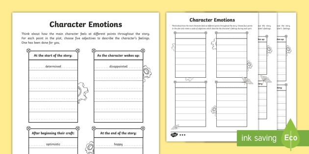 Character Emotions Differentiated Worksheets to Support Teaching of The Tin