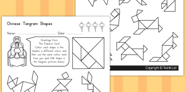 Colour in the Tangram Pictures Worksheet / Worksheet - australia, colour