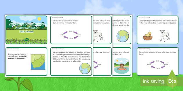 Seisoenale Veranderinge Lente en Somer Feite Kaarte