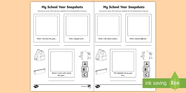 My School Year Snapshot Worksheet / Worksheet (teacher made)