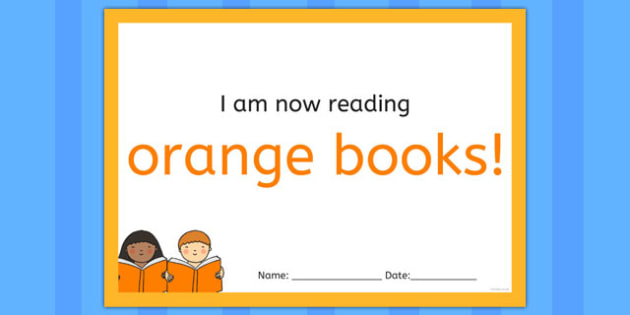 I'm Now Reading Orange Books Certificate (teacher made)