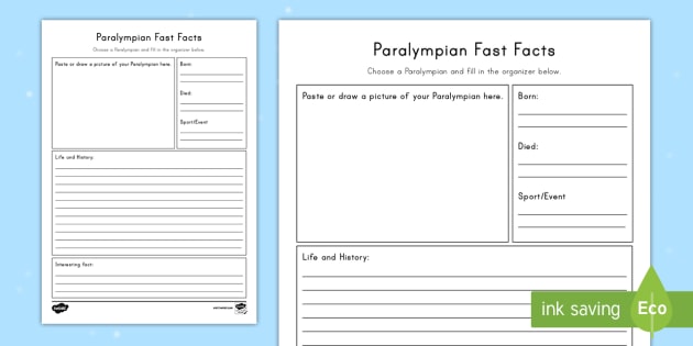 Paralympian Fact Sheet Research Activity (teacher made)