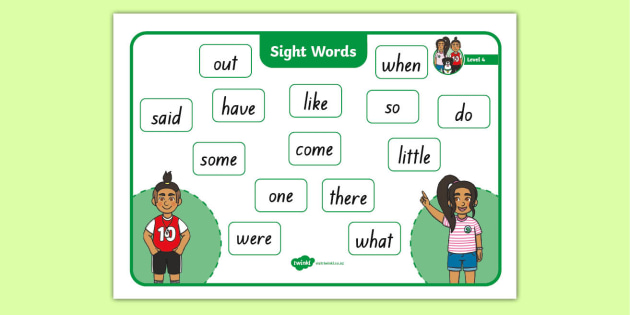 Twinkl Phonics Level 4 Sight Words Mat