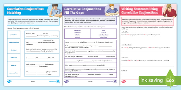 Correlative Conjunctions Practice Worksheets English