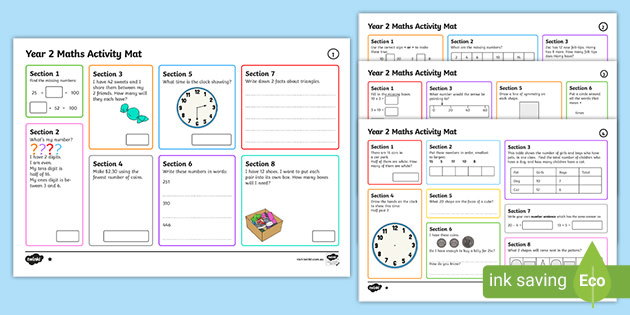 Year 2 Revision Maths Activity Mats (teacher made)