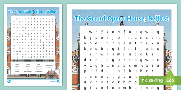 Grand Opera House Belfast Word Search (teacher made)