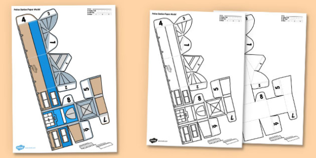 3D Police Station Paper Model Activity (teacher made)