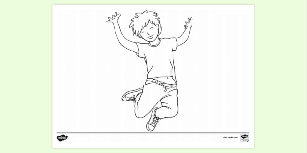 Jumping Boy Colouring Sheet | Colouring Sheets