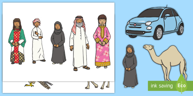 Emirati Family Stick Puppets - UAE Culture and Heritage, emirati, arab