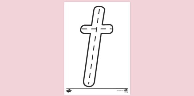 NZ Lowercase T Road Lettering Colouring | Colouring Sheet