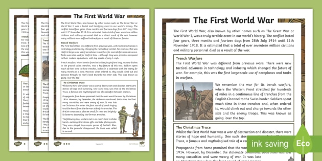* NEW * The First World War Differentiated Reading Comprehension