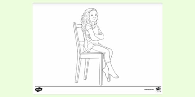 FREE! - Girl Sitting on Chair Colouring l Colouring Sheet