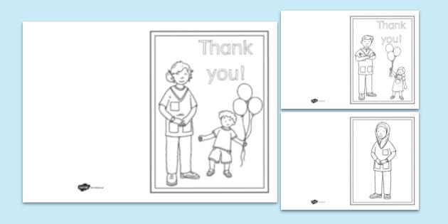 FREE! - Nurse Colouring Cards | Thank You! Nurse Cards