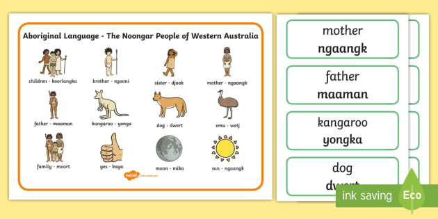 Noongar Aboriginal Language Word Mat and Word Card Resource Pack ...