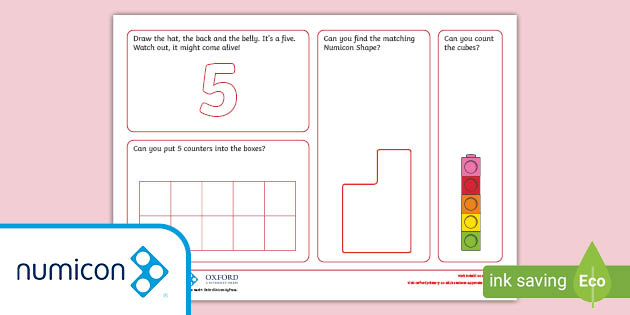 All About Number 5 Activity Mat with Numicon Shapes