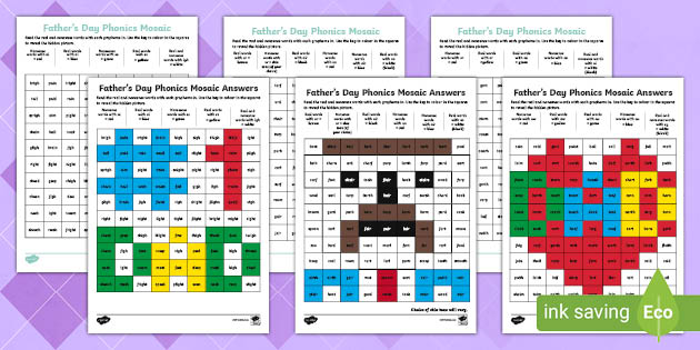 Father's Day Phase 3 Phonics Mosaic Worksheet (Teacher-Made)