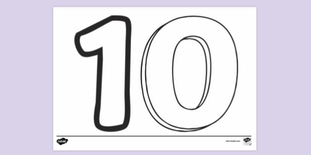 Number Ten Colouring Page | Colouring Sheets (teacher made)