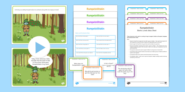 Rumpelstiltskin with Blanks Level Questions (teacher made)
