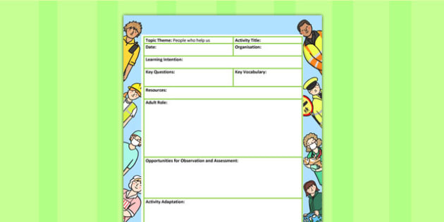 People Who Help us Themed Adult Led Focus Planning Template