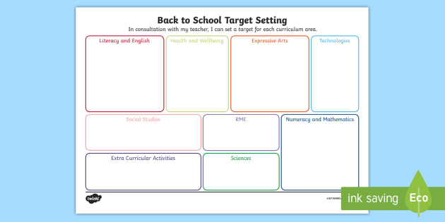 Student Target Setting Sheet Student Target Setting Sheet