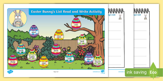 Easter Bunny's List Read and Write Activity (teacher made)