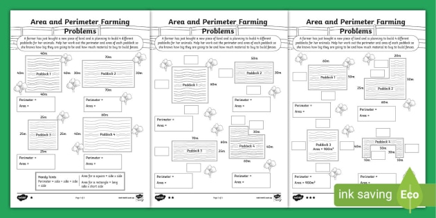 Area and Perimeter Farming Problems (teacher made)