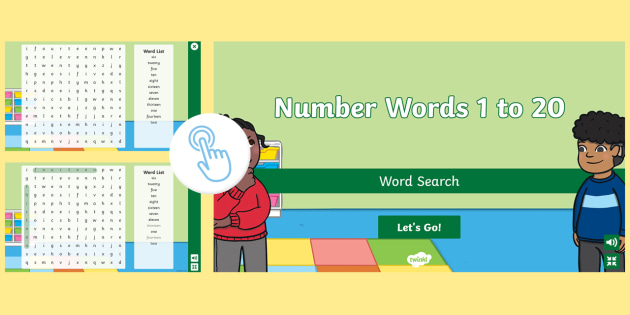Number Words 1 to 20 Interactive Word Search (teacher made)