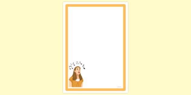 FREE! - Simple Blank Singing Girl Page Border | Page Borders